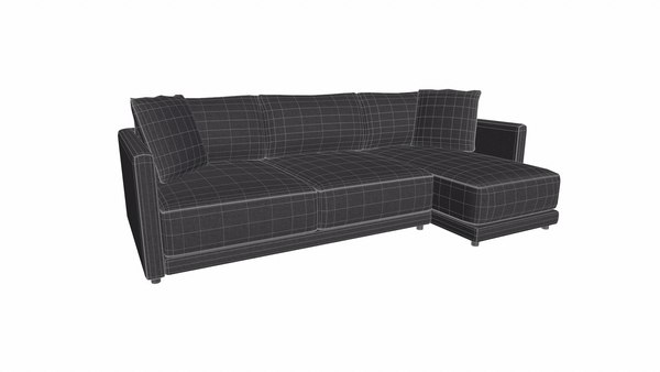 modelo 3d Sofá seccional tipo chaise longue con brazos anchos gratis ...