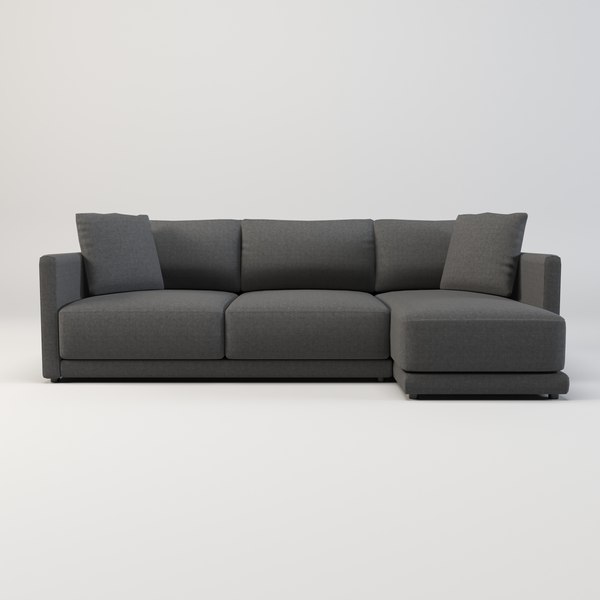 modelo 3d Sofá seccional tipo chaise longue con brazos anchos gratis ...