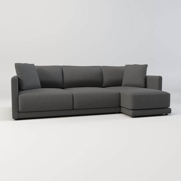modelo 3d Sofá seccional tipo chaise longue con brazos anchos gratis ...