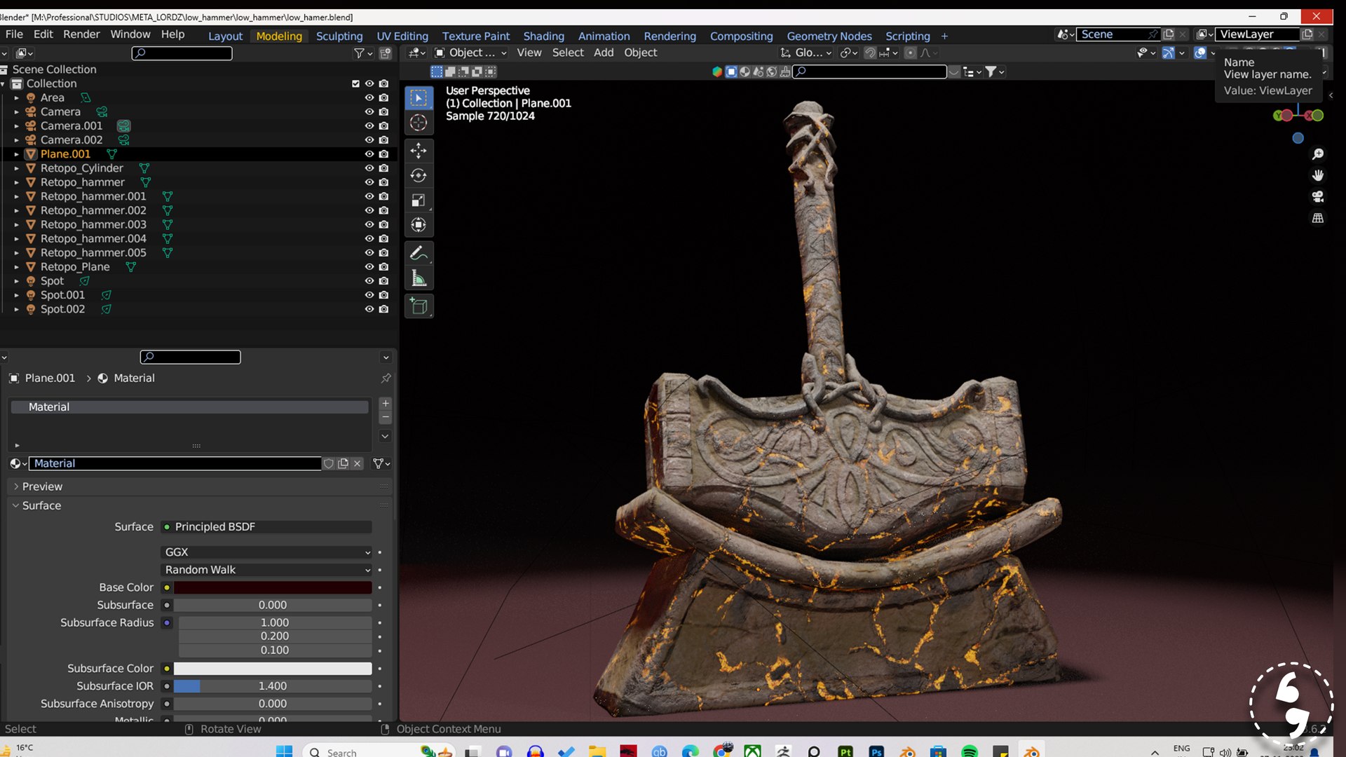MJOLNIR Thor Hammer Low-poly 3D model - TurboSquid 2157422
