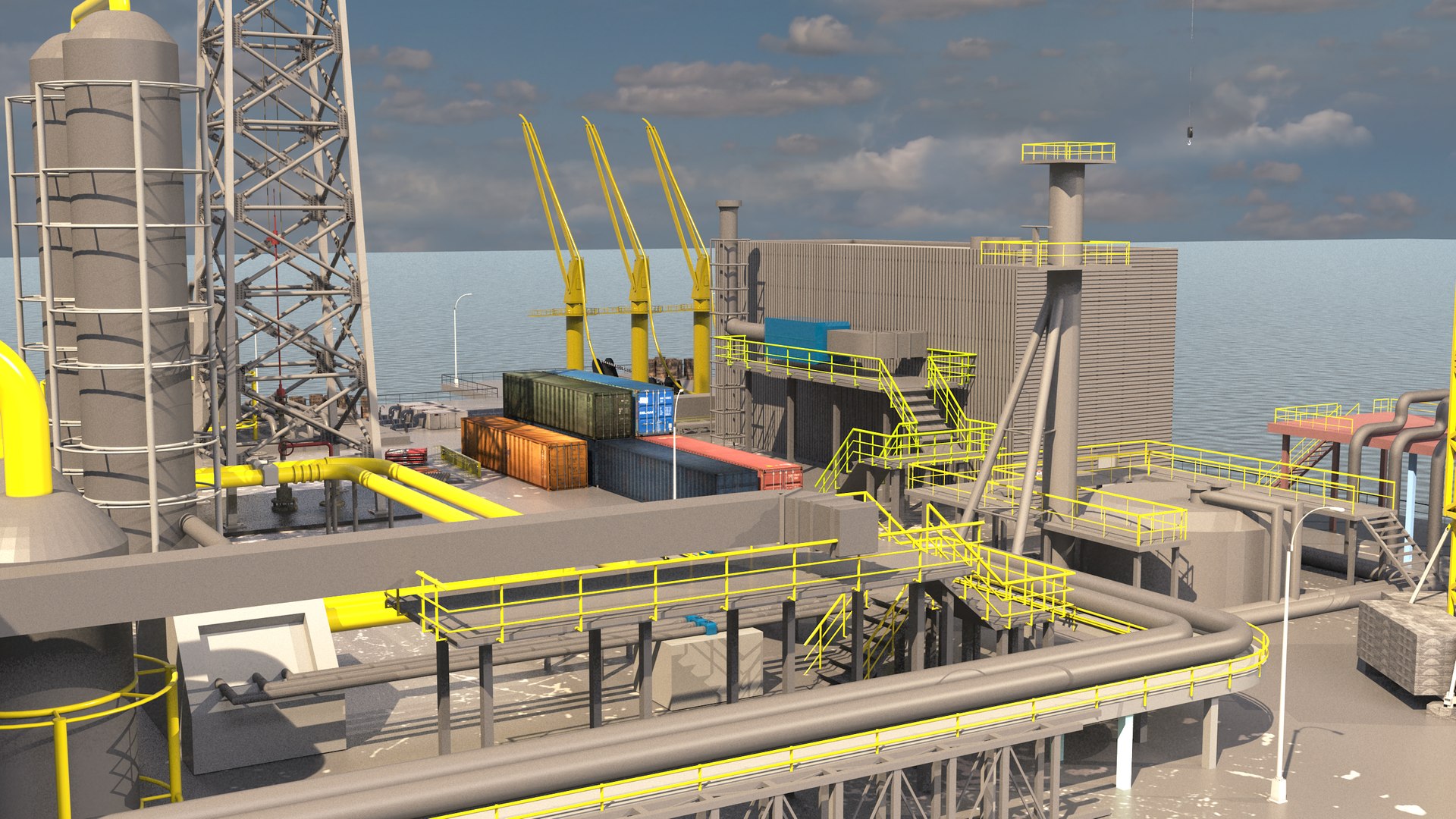 3D Oil Rig And Wind Turbine Offshore Model - TurboSquid 1817233