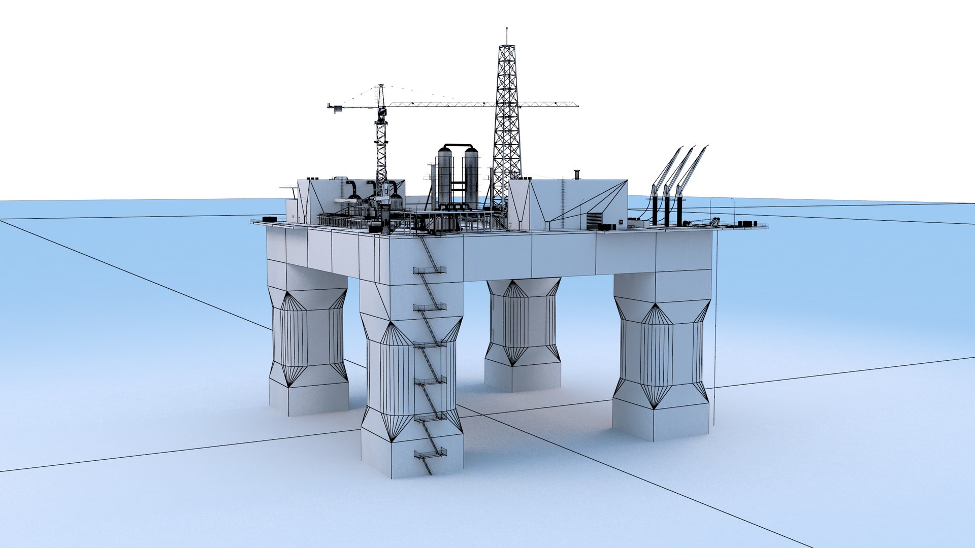 3D Oil Rig and Wind Turbine Offshore model - TurboSquid 1817233