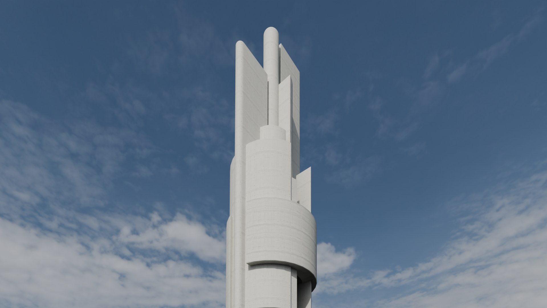 Brutalist Interlocking Tower Monument 29 3D - TurboSquid 2534400