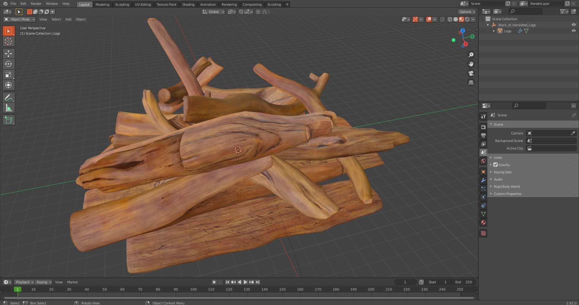 Stack Of Varnished Logs 3D - TurboSquid 2152173