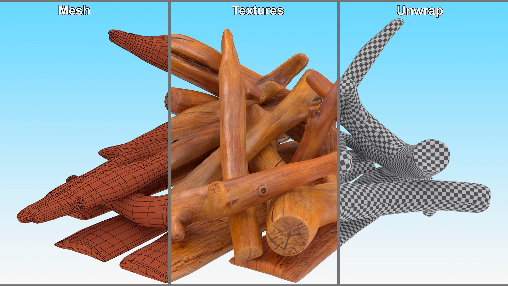 Stack Of Varnished Logs 3D - TurboSquid 2152173