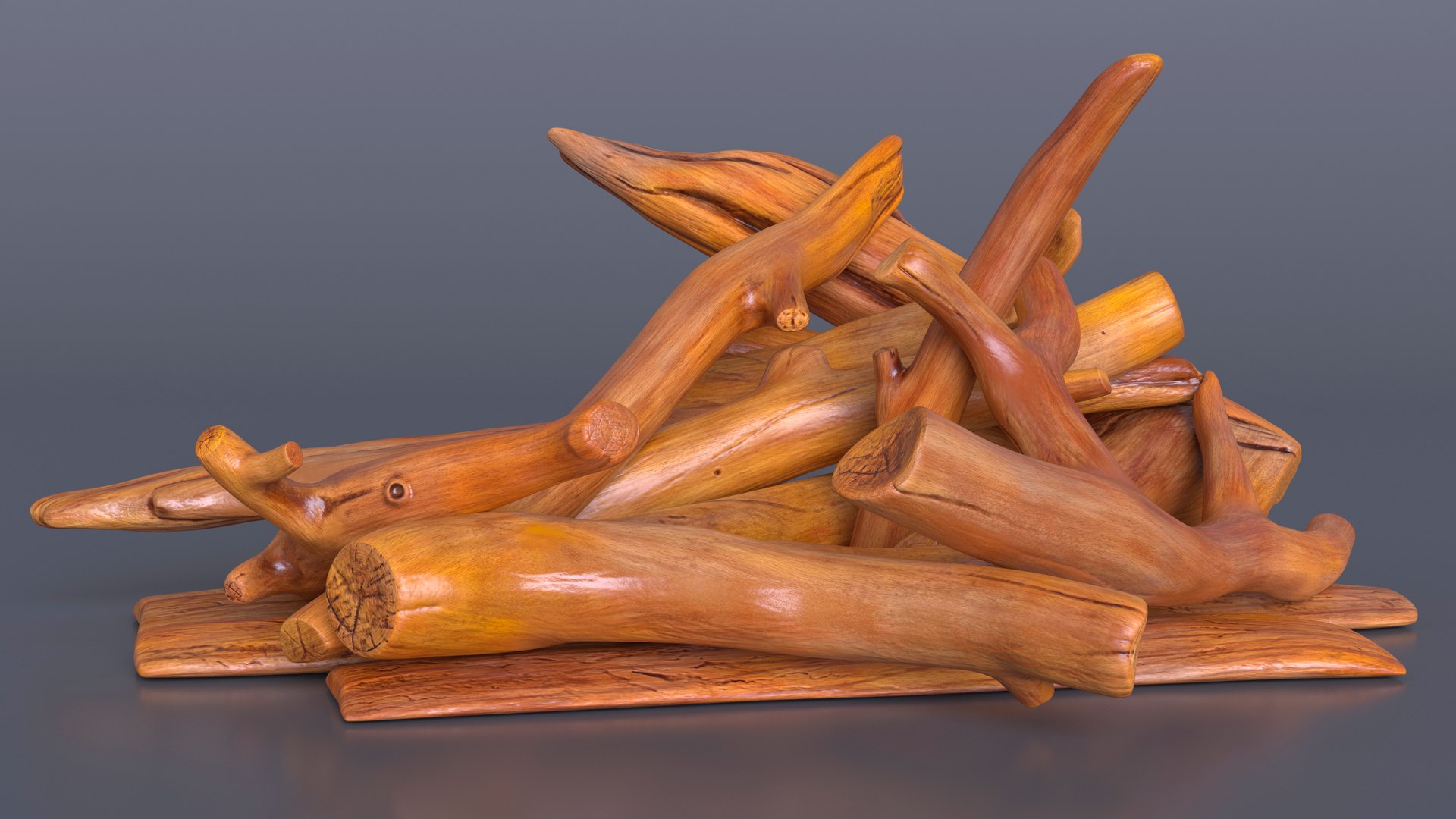 Stack Of Varnished Logs 3D - TurboSquid 2152173