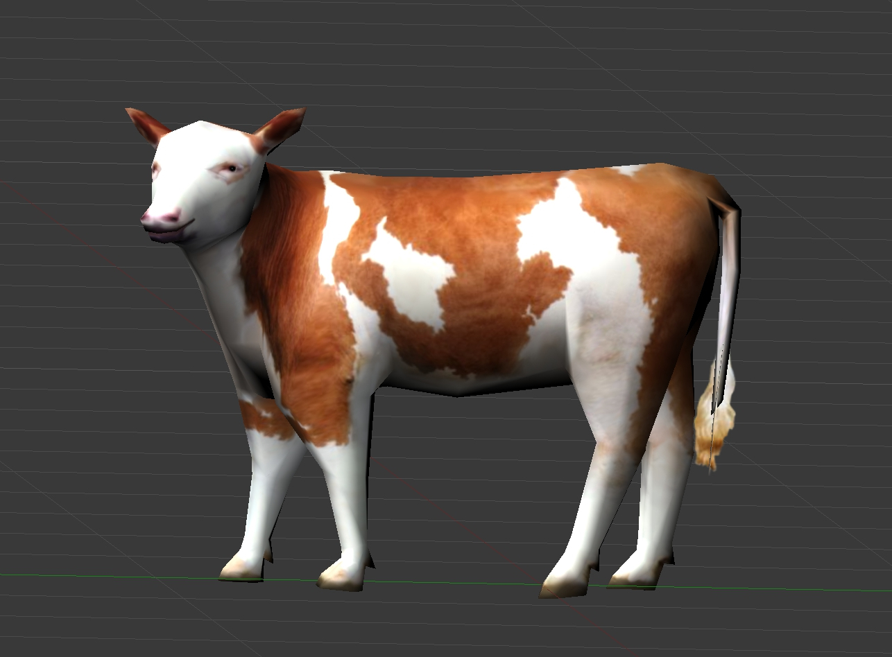 rigged cow set animations 3d model