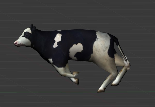 rigged cow set animations 3d model