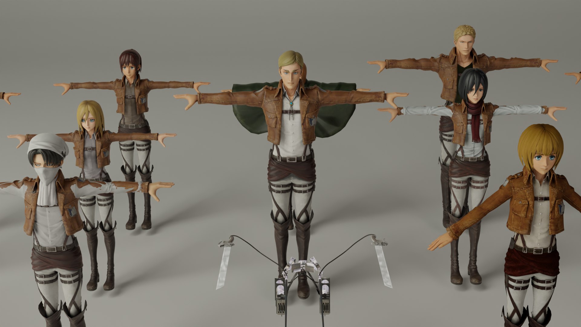 All Attack On Titan Characters - Rigged And Textered 3D - TurboSquid ...