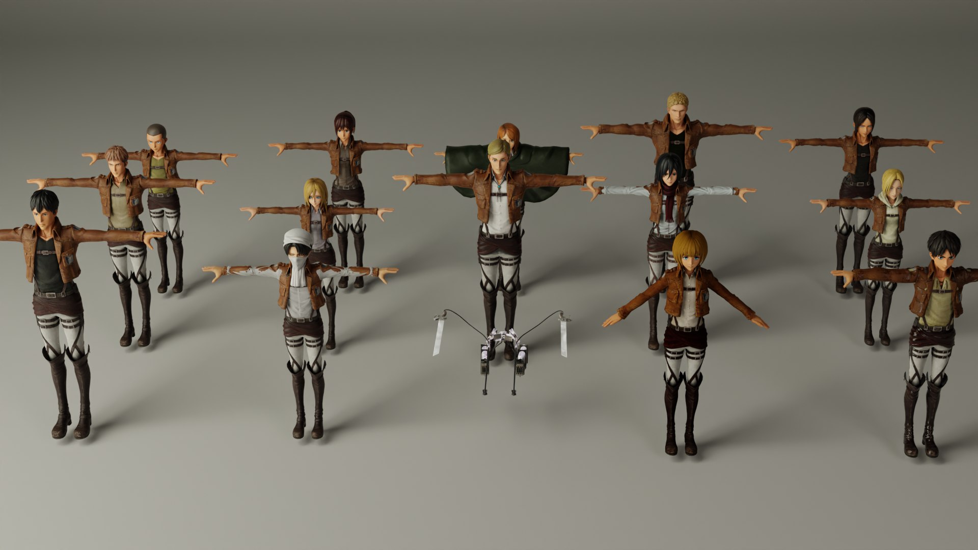 All Attack On Titan Characters - Rigged And Textered 3D - TurboSquid ...