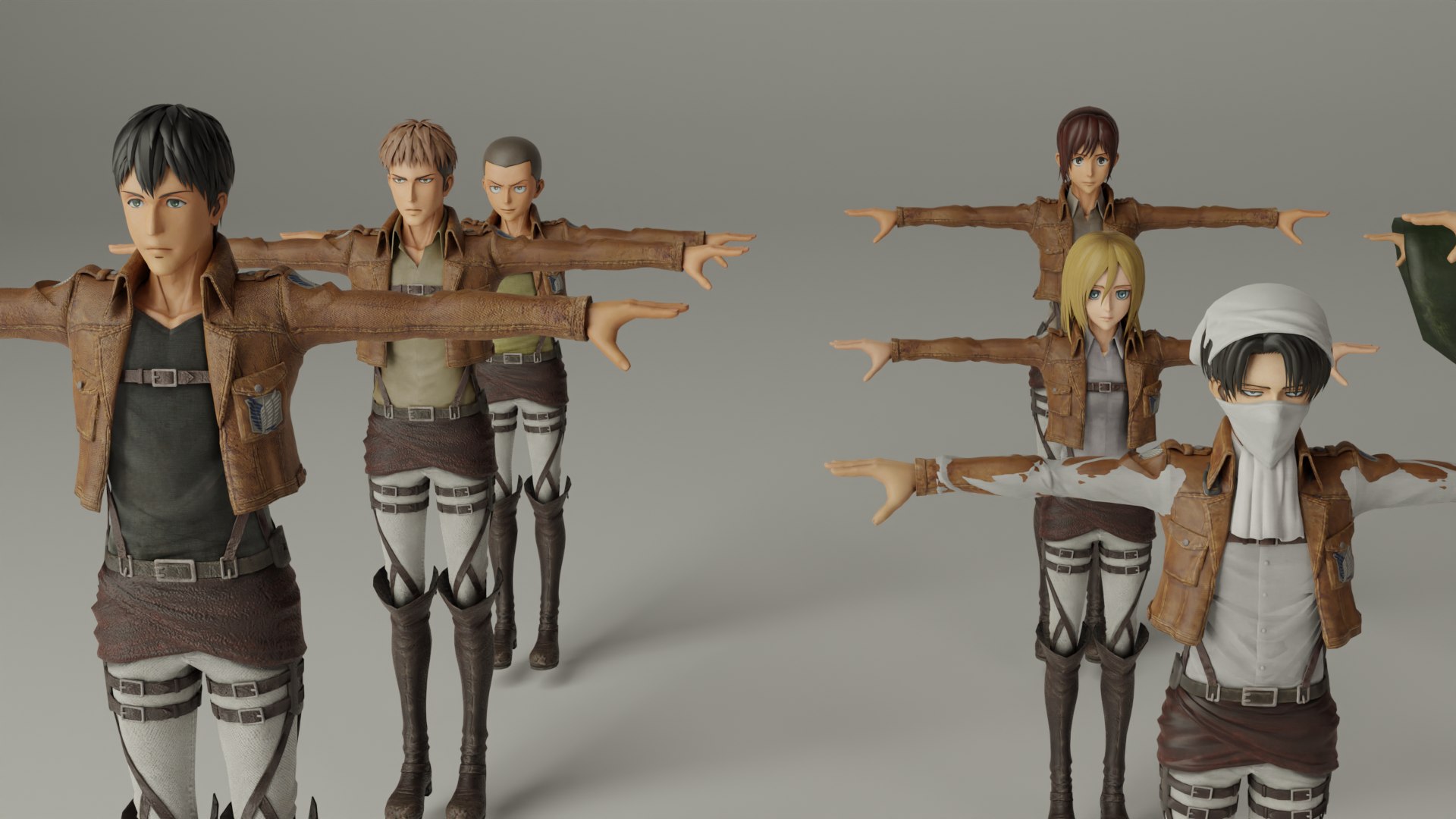 All Attack On Titan Characters - Rigged And Textered 3D - TurboSquid ...