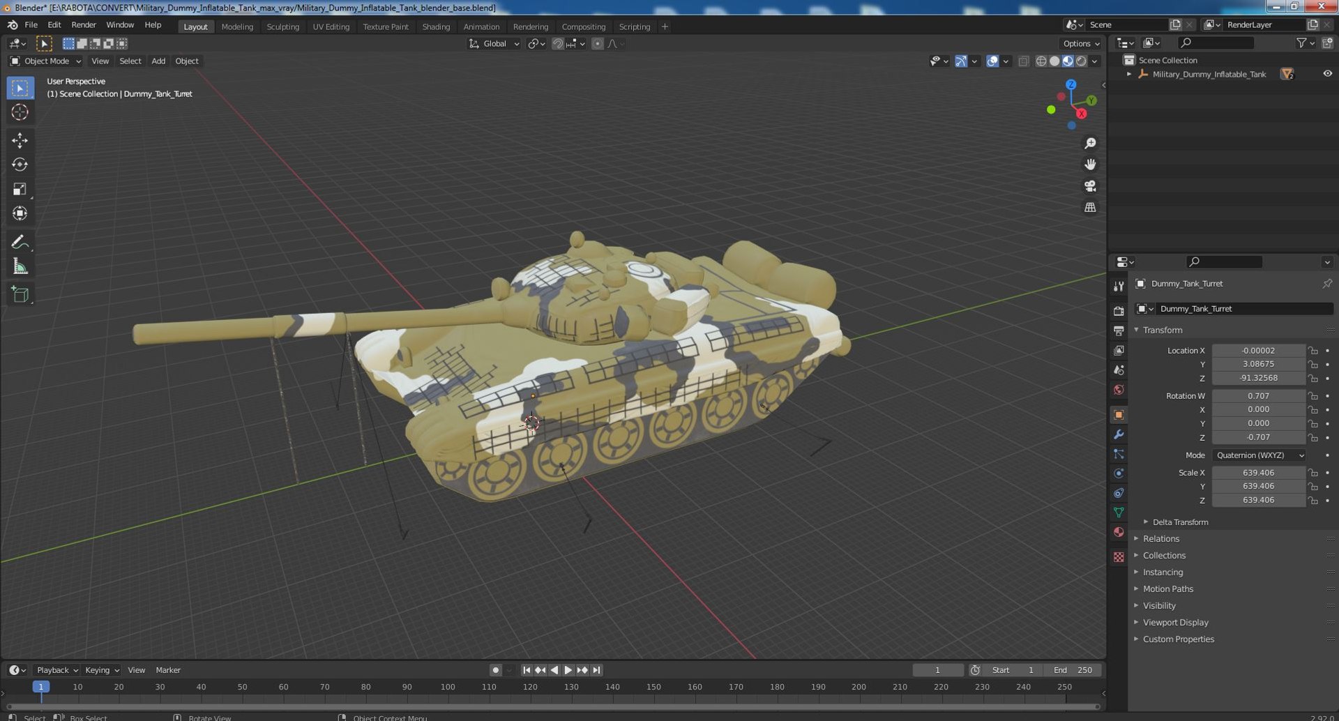 3D Military Dummy Inflatable Tank Model - TurboSquid 2183385