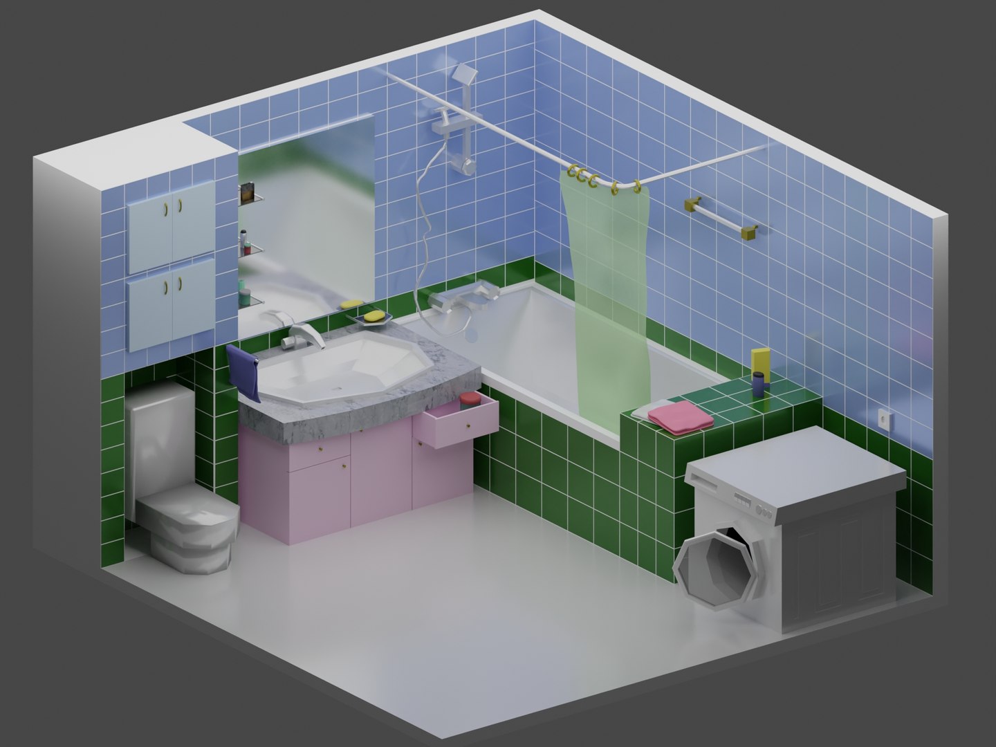 3D model bathroom low-poly pack - TurboSquid 1640027