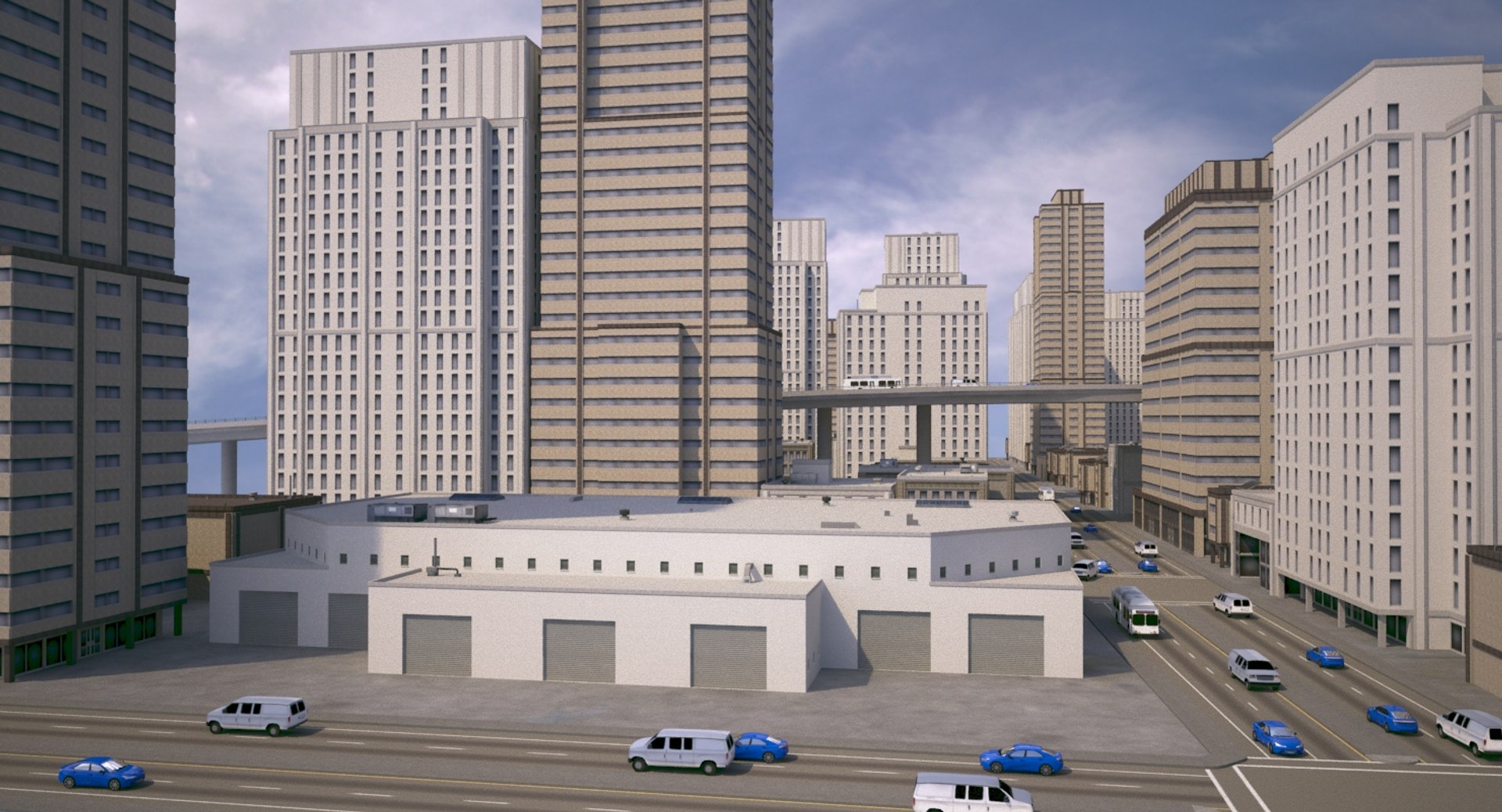 3d Cityscape Scene Highrise Model