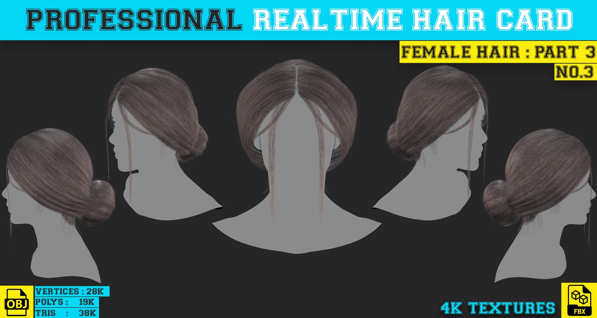 Professional Realtime Haircard - Female Hair Part 3 - No33D模型 ...