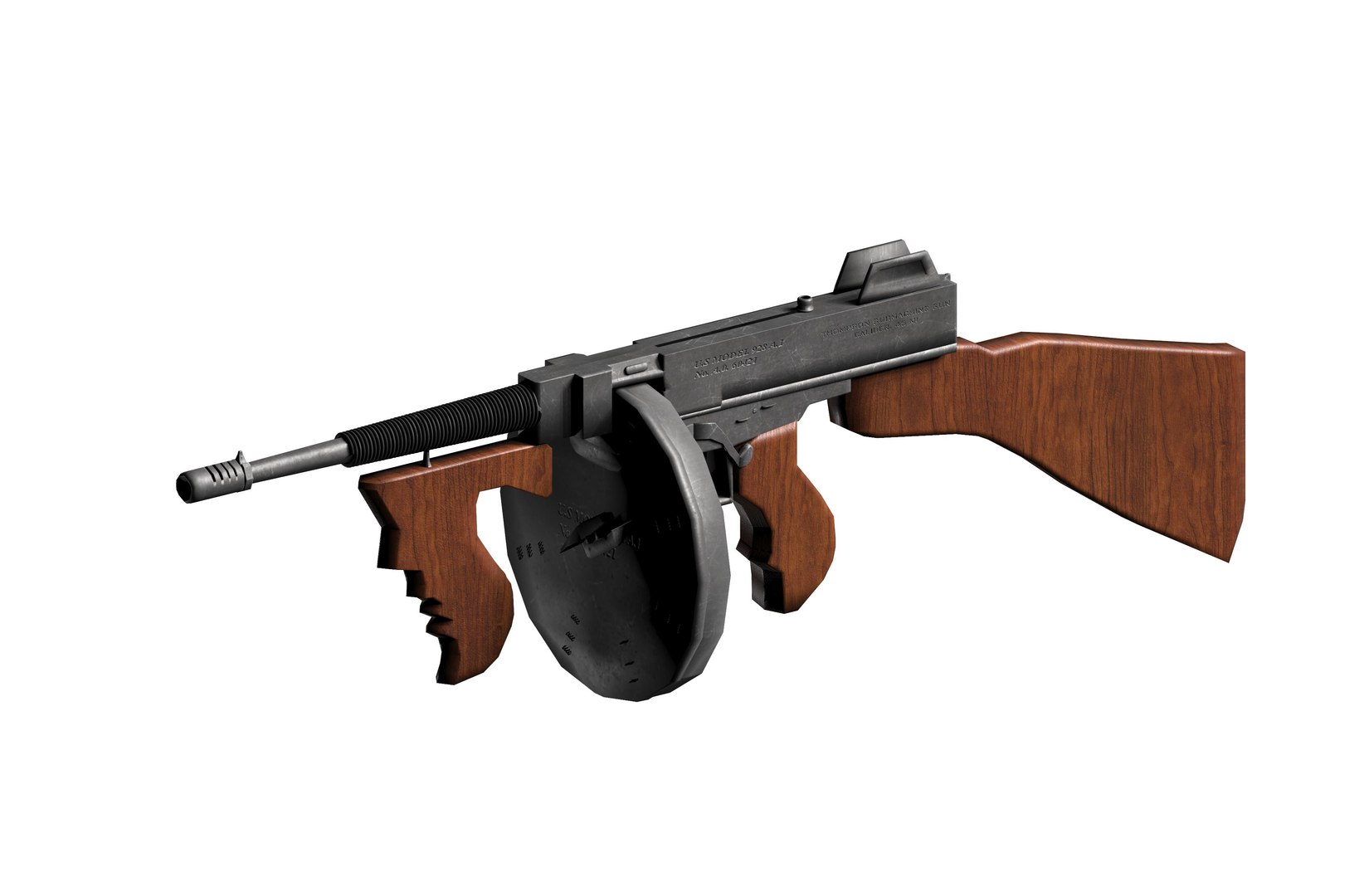 3D Thompson SubMachine Gun M1928 - M1921A - M1a1 Model 1-2 Model ...