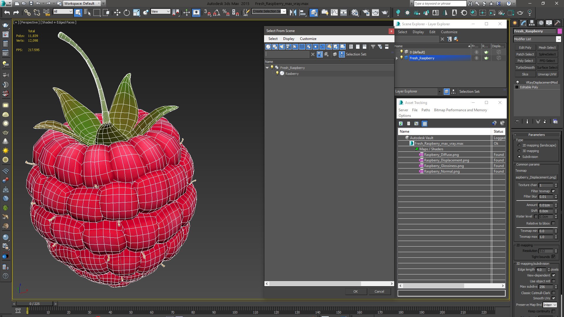 3D model fresh raspberry berry - TurboSquid 1583305