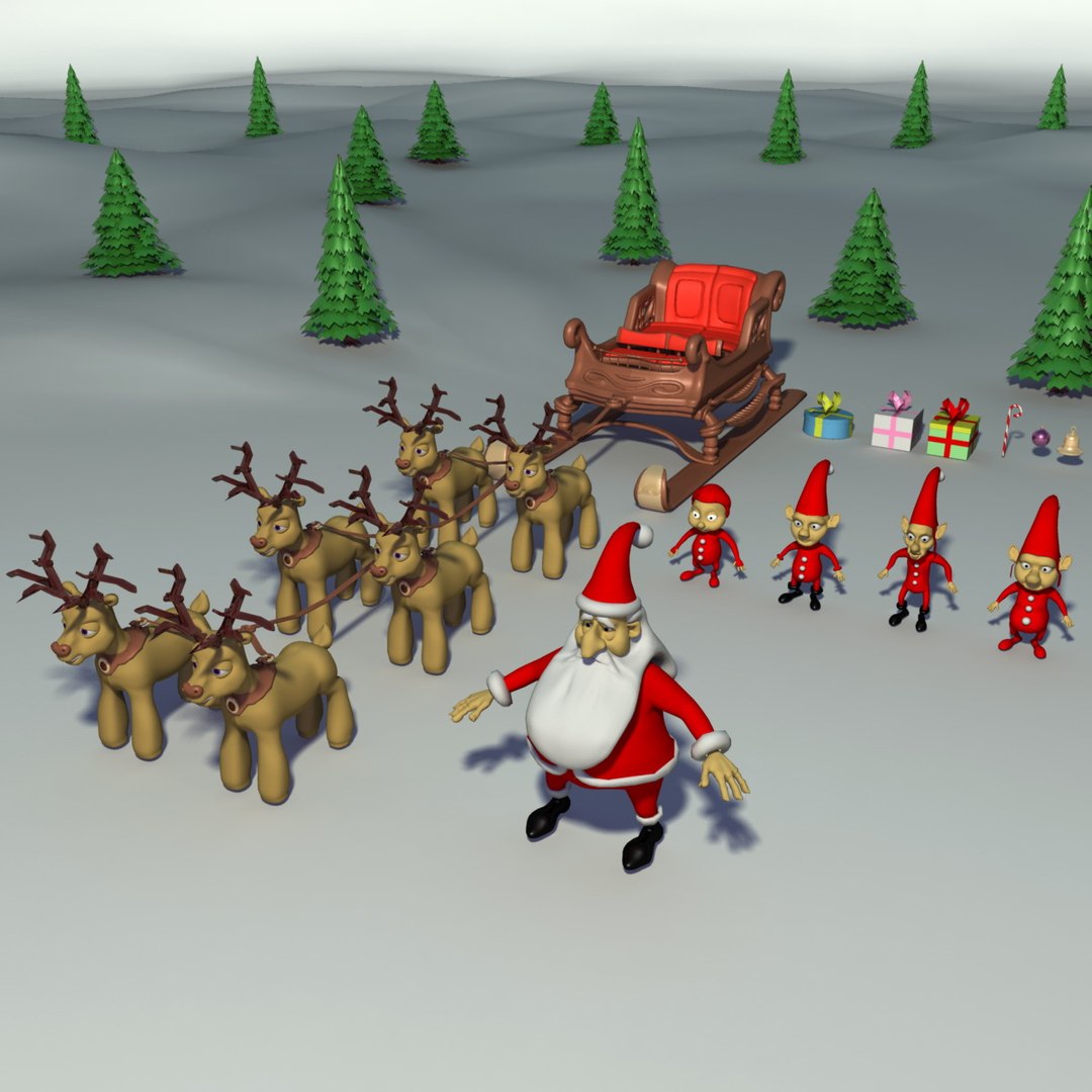 Christmas Dwarfs Pines 3d Model