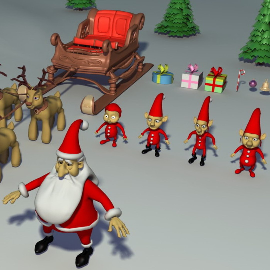 Christmas Dwarfs Pines 3d Model