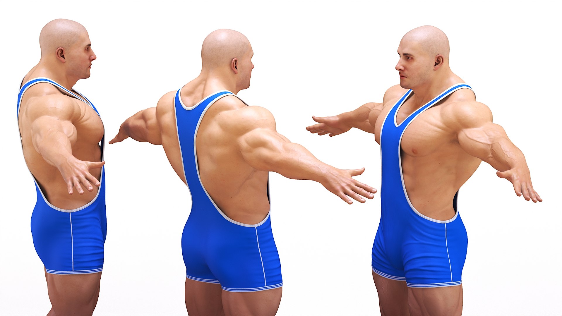 3D Model Bodybuilder In Blue Leotard Rigged For Cinema 4D - TurboSquid ...