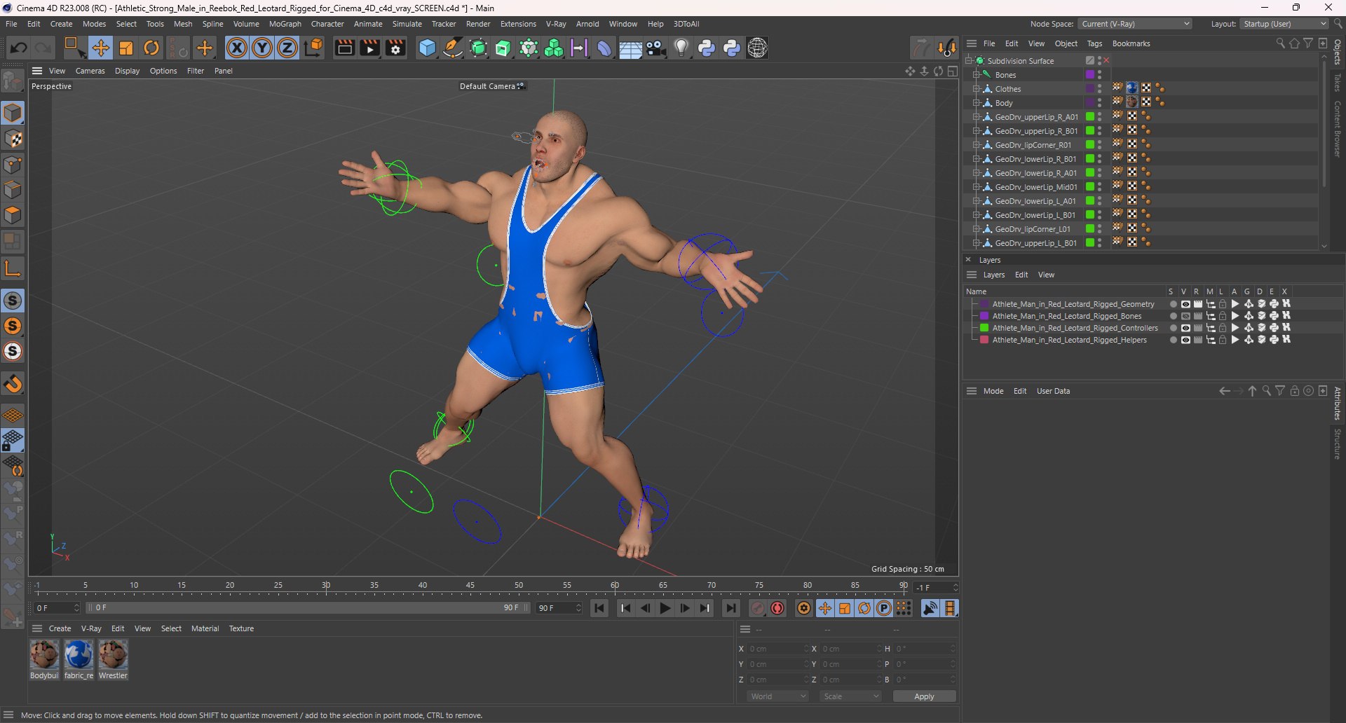 3D Model Bodybuilder In Blue Leotard Rigged For Cinema 4D - TurboSquid ...