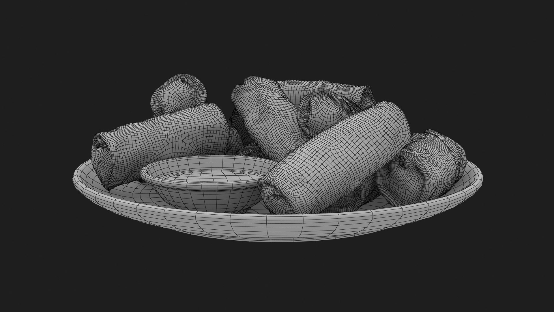 Spring Roll Plate 3D Model - TurboSquid 2161174