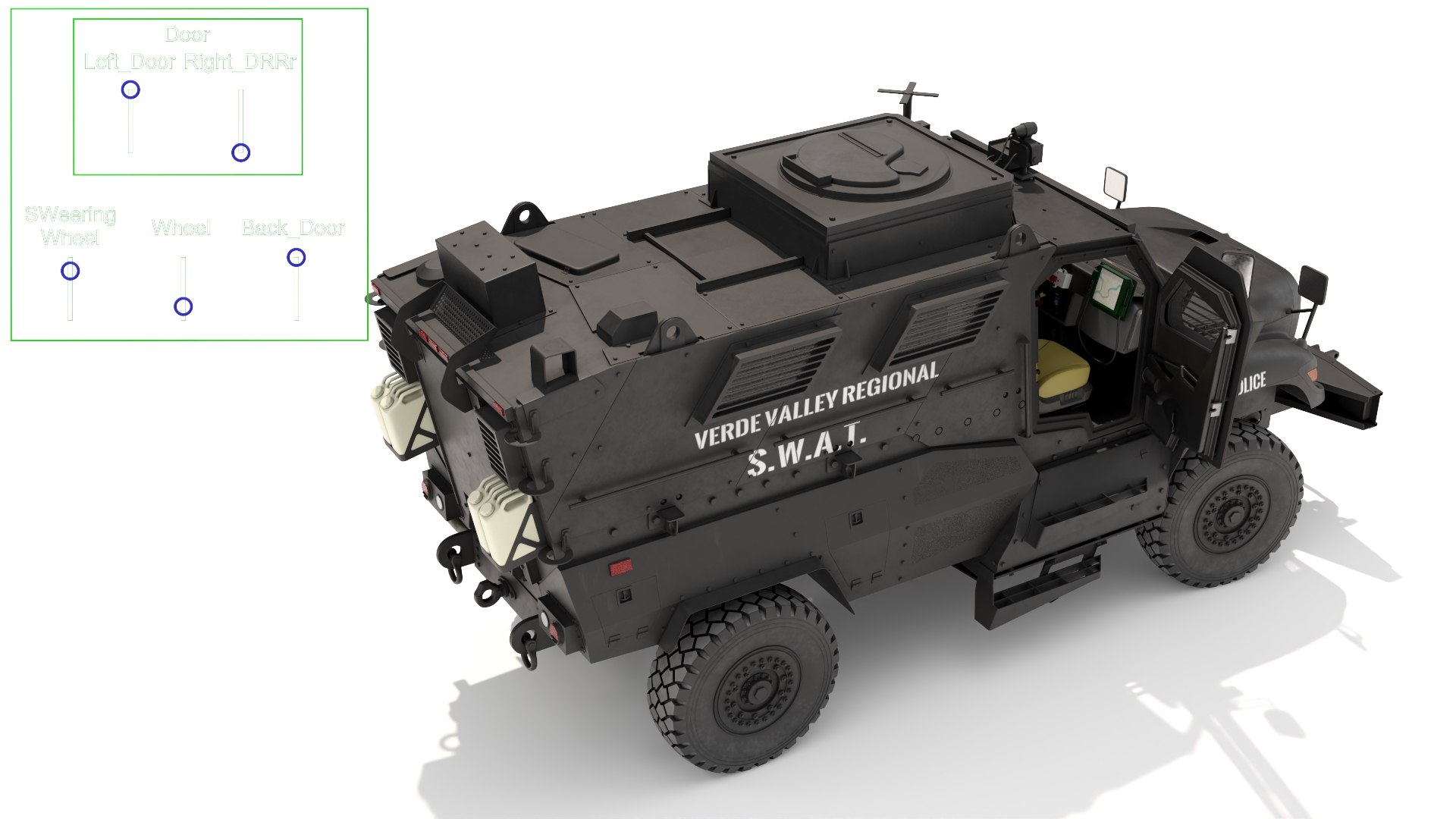 3D SWAT Vehicle International MaxxPro Black Rigged For Cinema 4D Model ...