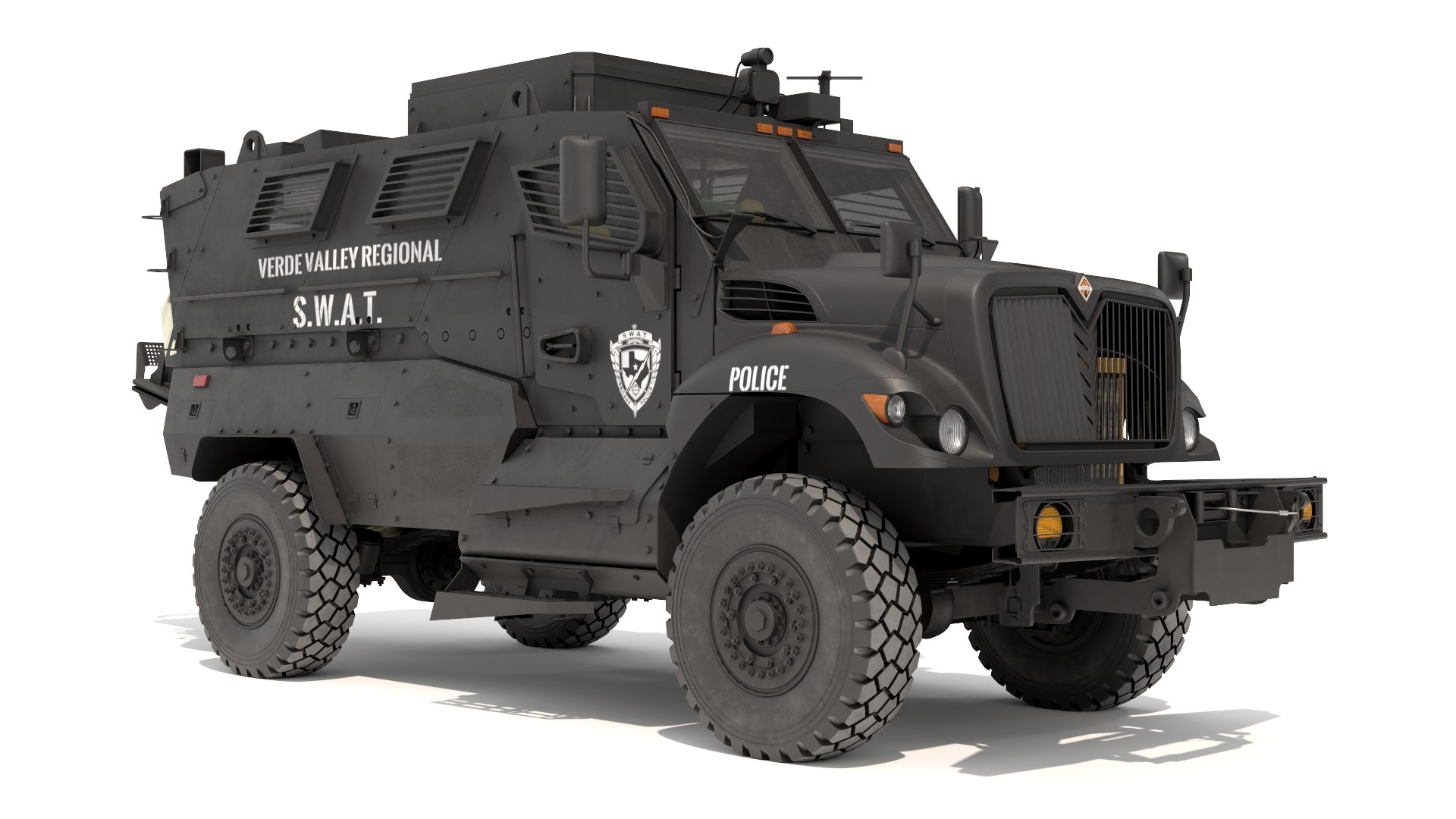 3D SWAT Vehicle International MaxxPro Black Rigged For Cinema 4D Model ...