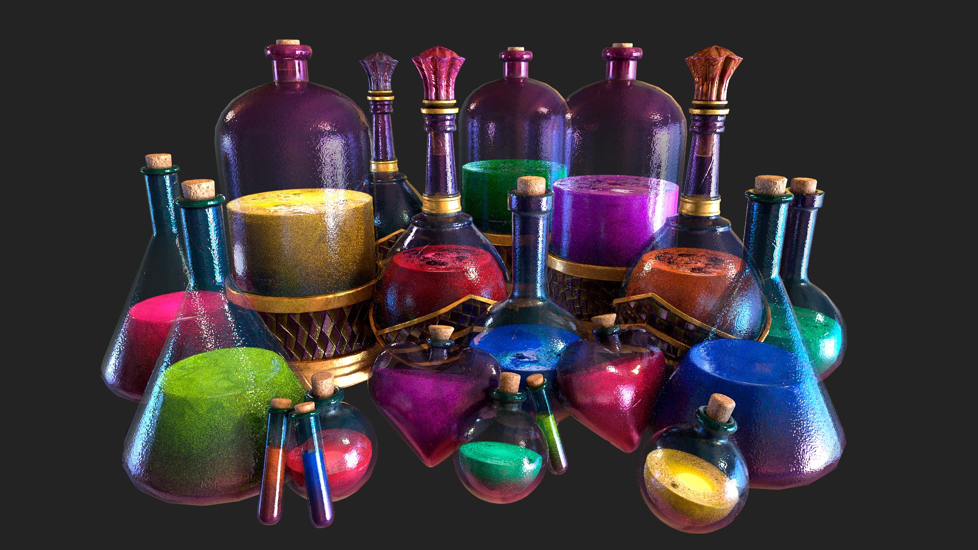 3D Health Potion Bottle Set Model - TurboSquid 1825981