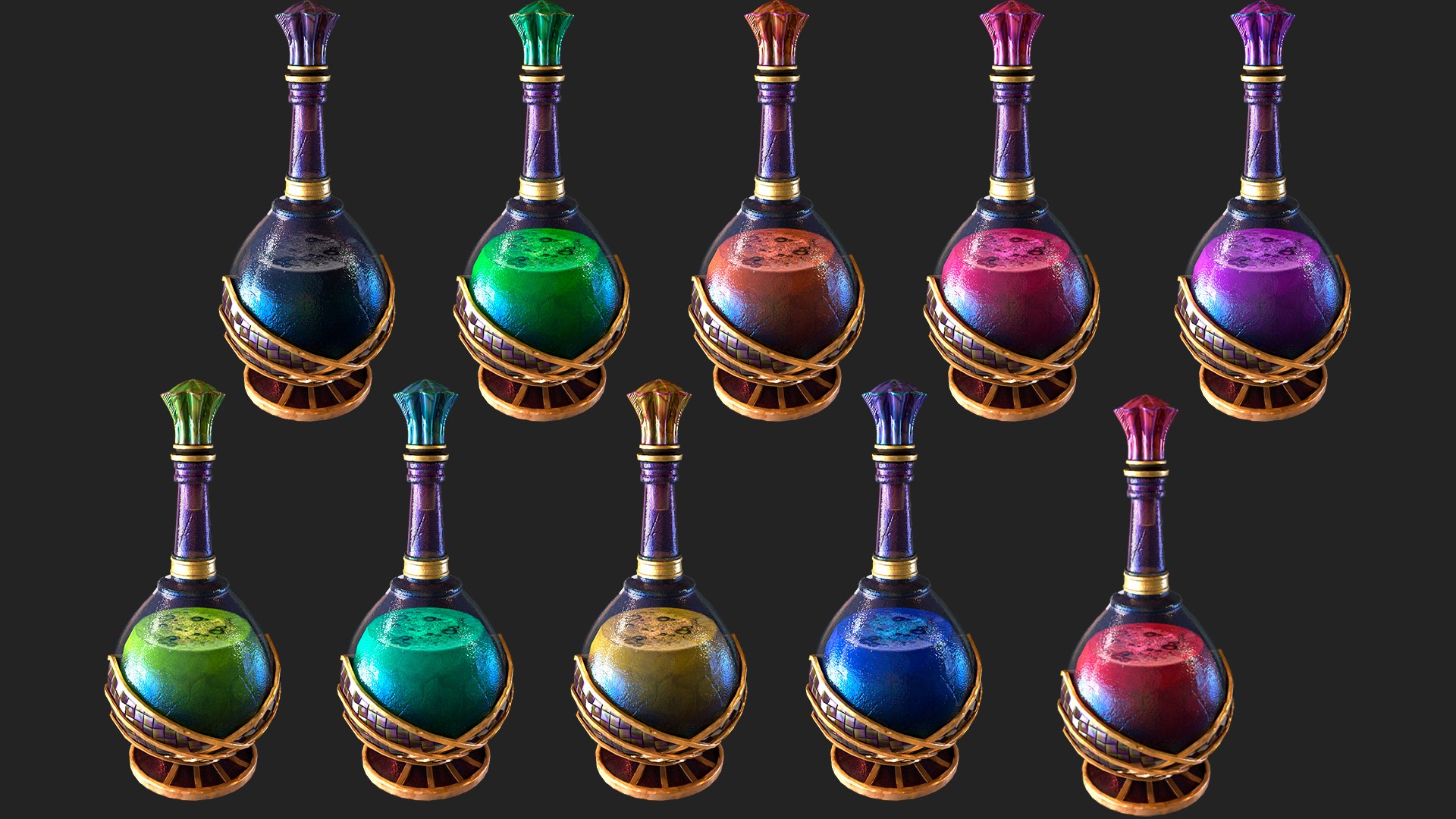 3D Health Potion Bottle Set model - TurboSquid 1825981