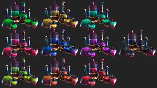 3D Health Potion Bottle Set model - TurboSquid 1825981