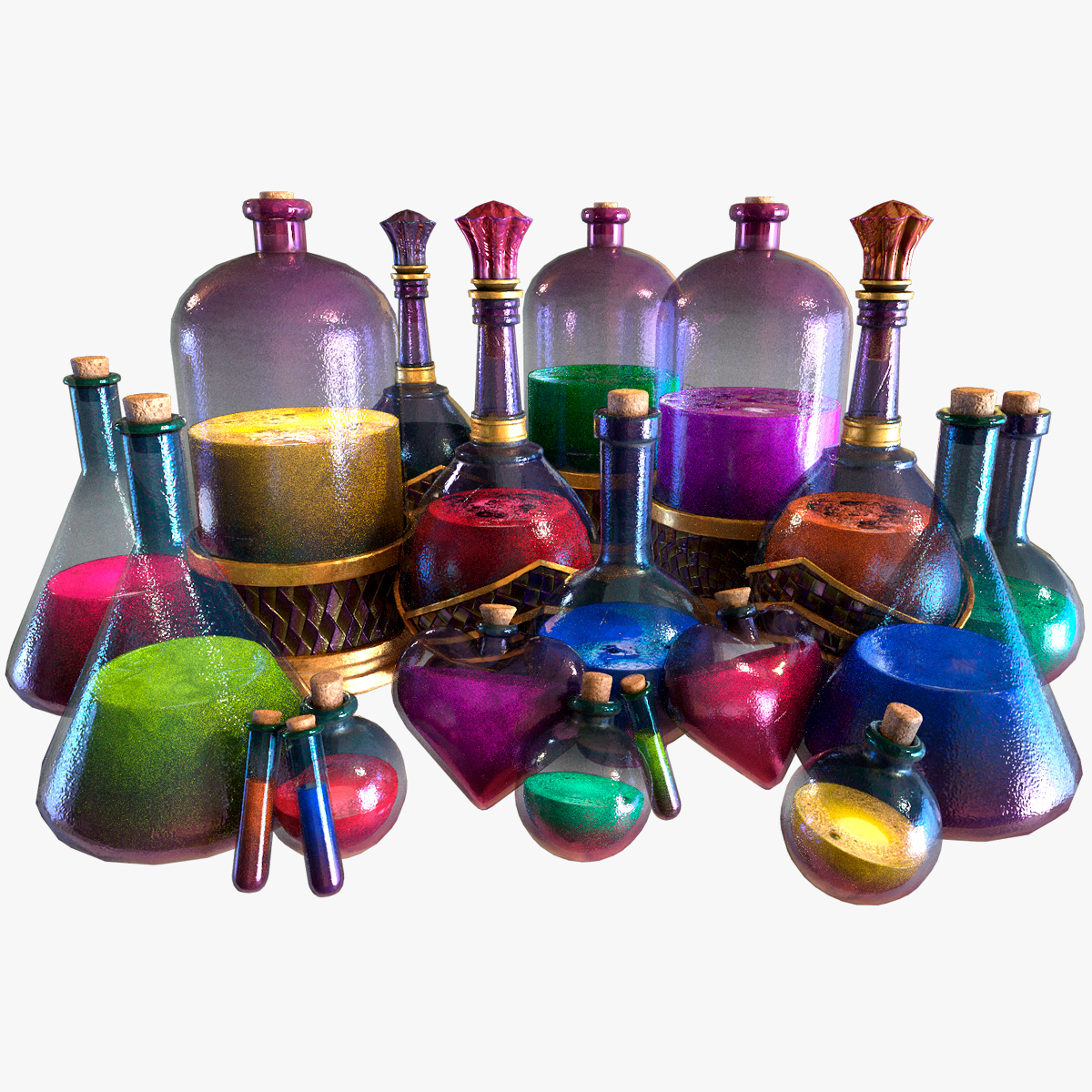 3d Health Potion Bottle Set Model Turbosquid 1825981