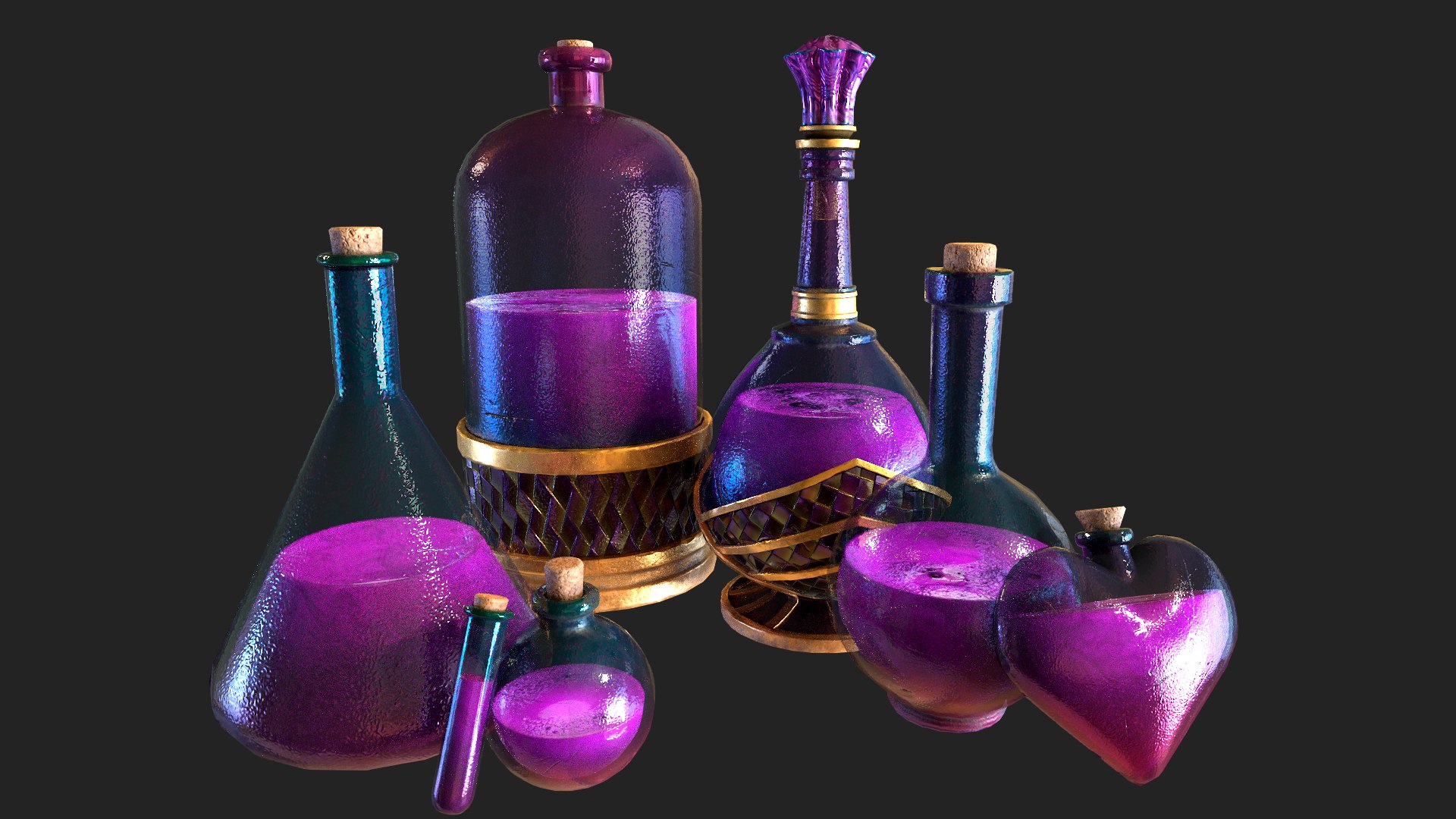 3D Health Potion Bottle Set Model - TurboSquid 1825981