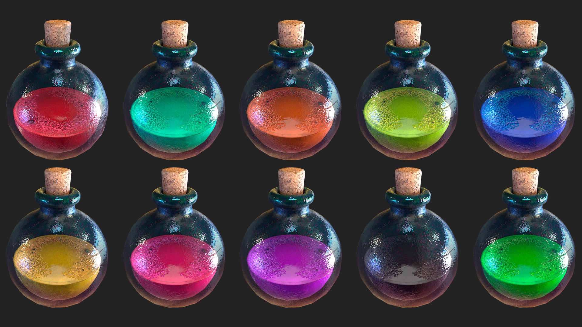 3D Health Potion Bottle Set model - TurboSquid 1825981
