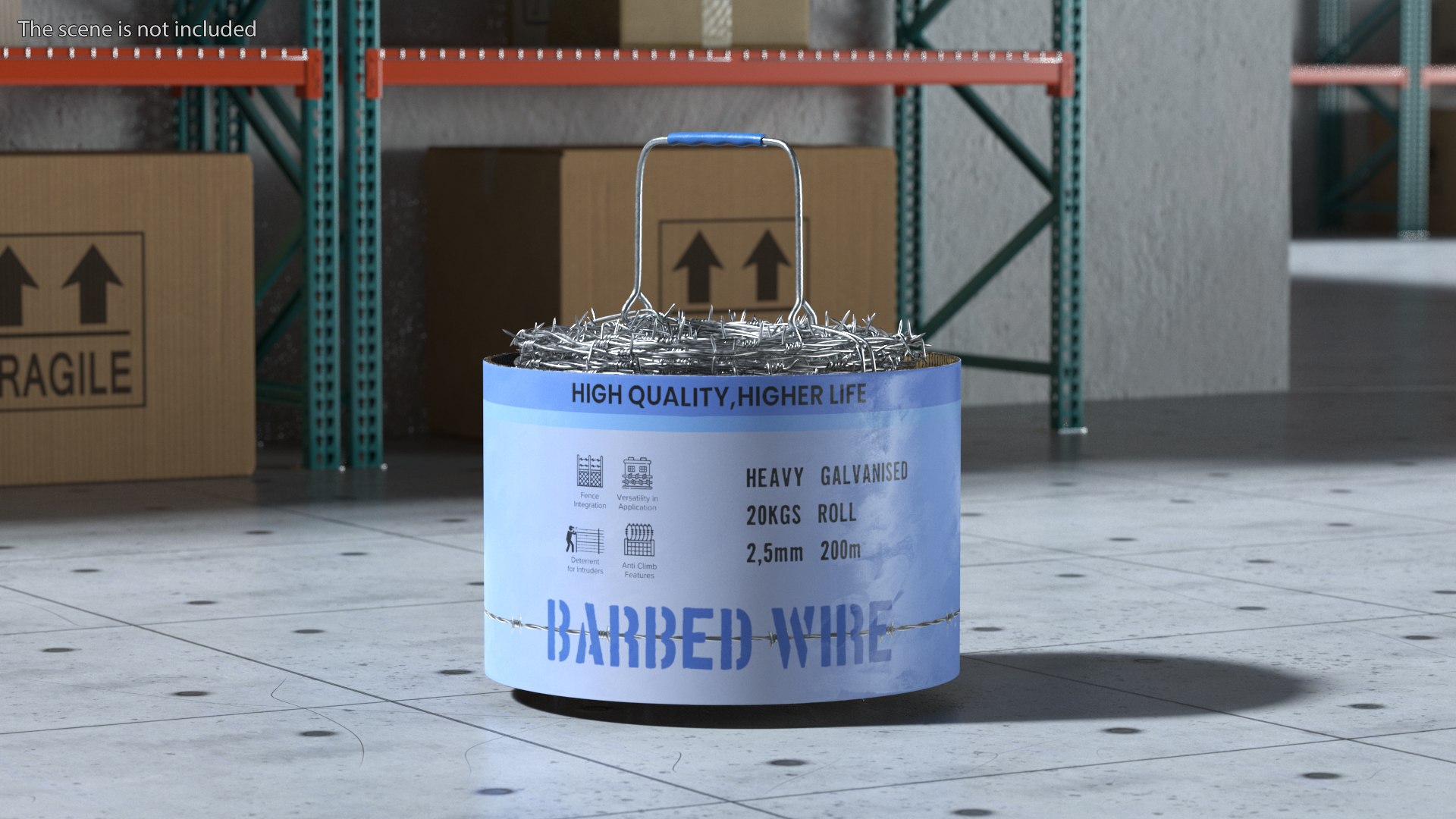 3D Model Barbed Wire In Cardboard Packaging With Handle - TurboSquid ...