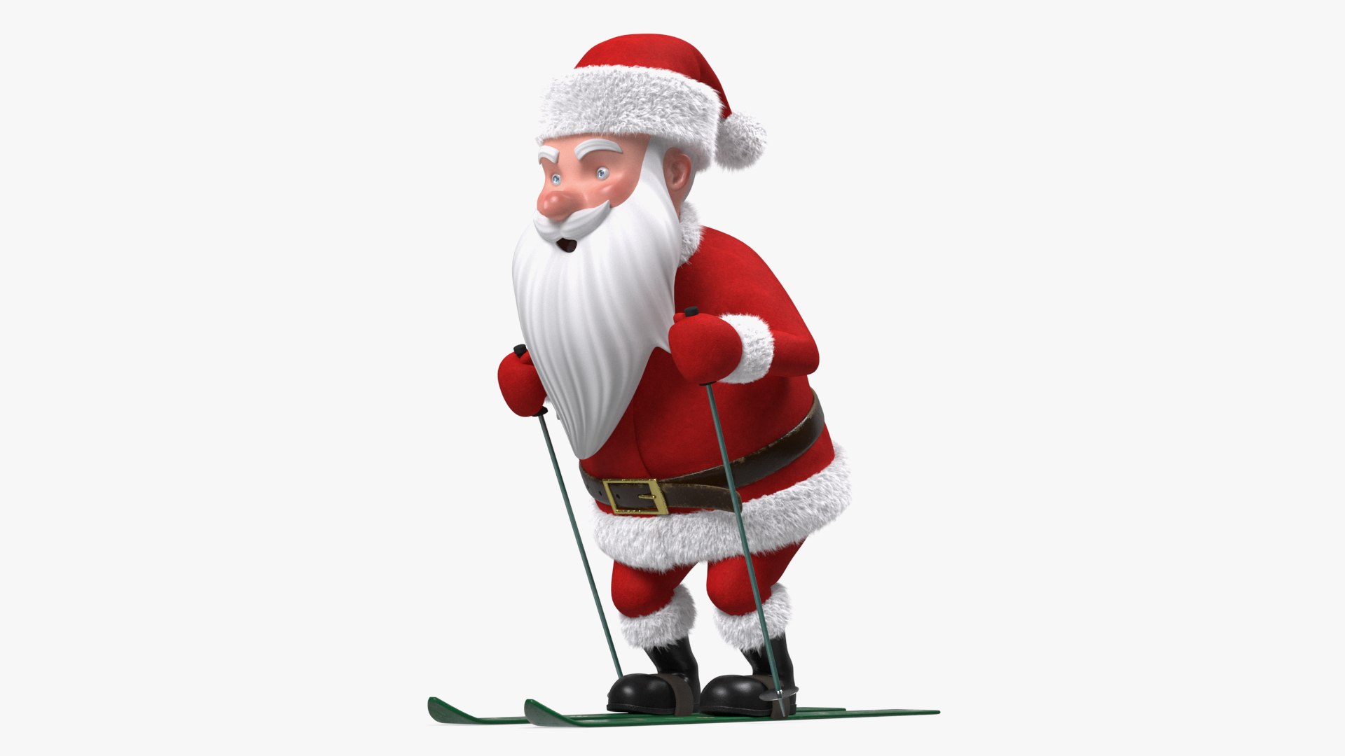 Skiing Santa Claus Cartoon Character Fur 3D - TurboSquid 2169161