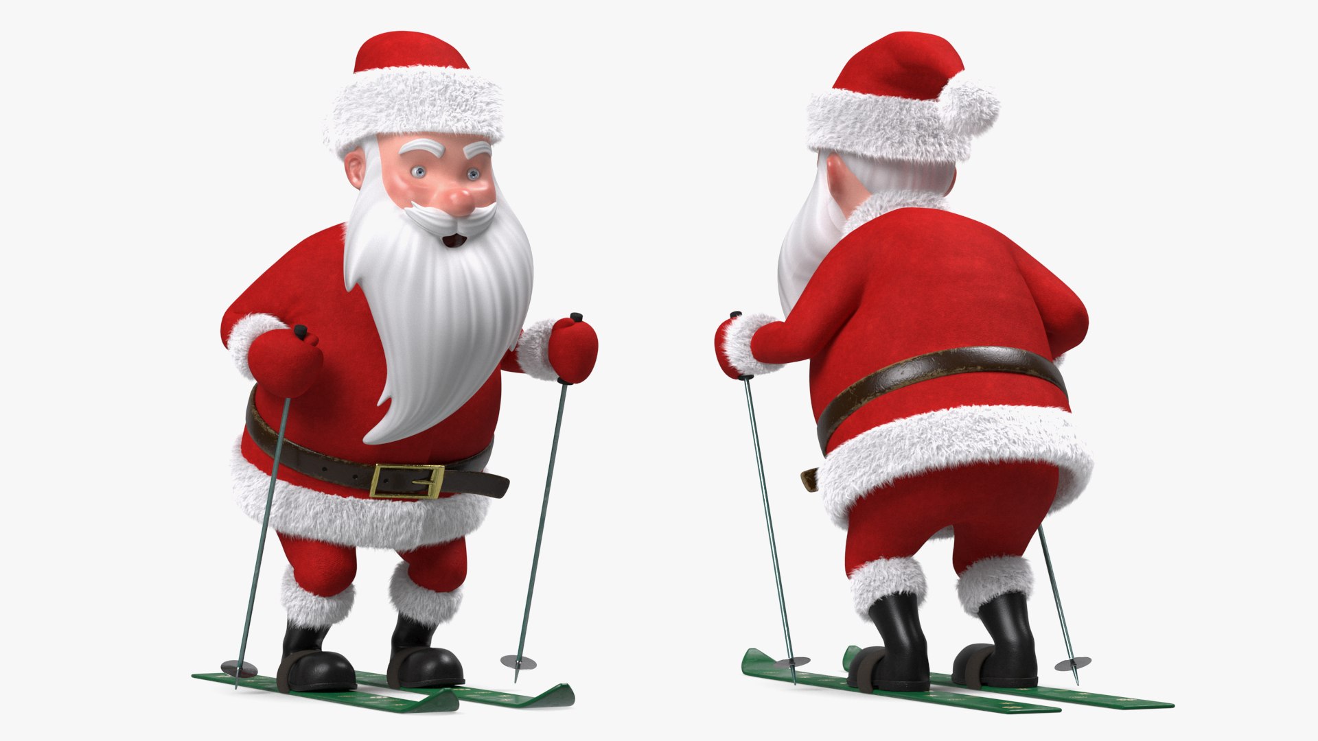 Skiing Santa Claus Cartoon Character Fur 3D - TurboSquid 2169161