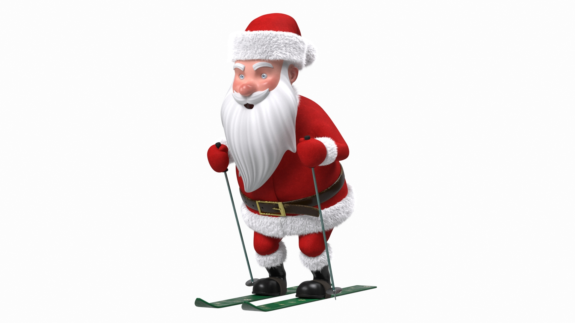 Skiing Santa Claus Cartoon Character Fur 3D - TurboSquid 2169161