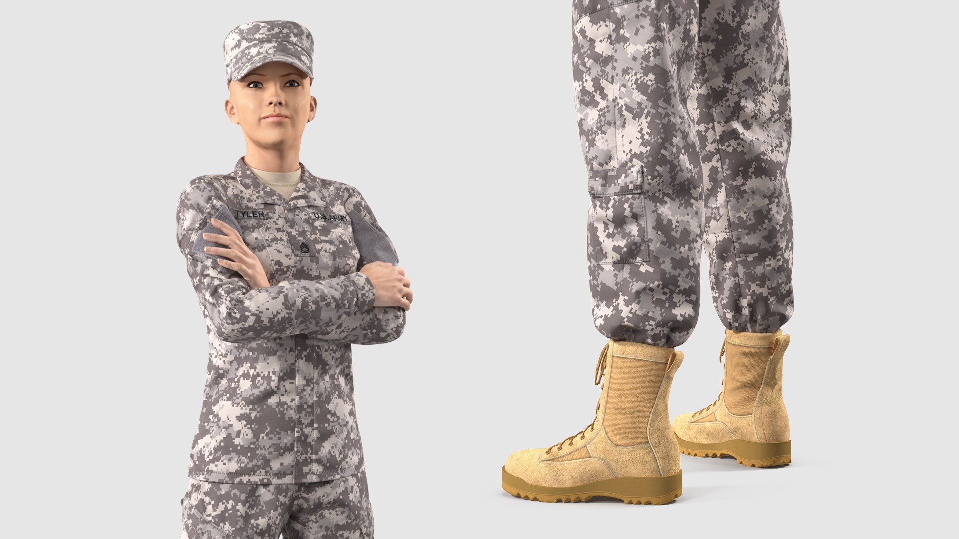Female Soldier Military ACU Uniform 3D model - TurboSquid 1793880