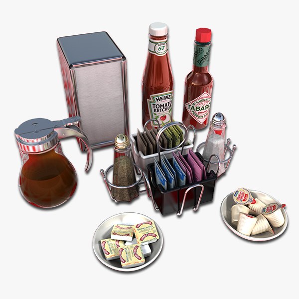 3d breakfast food table setting