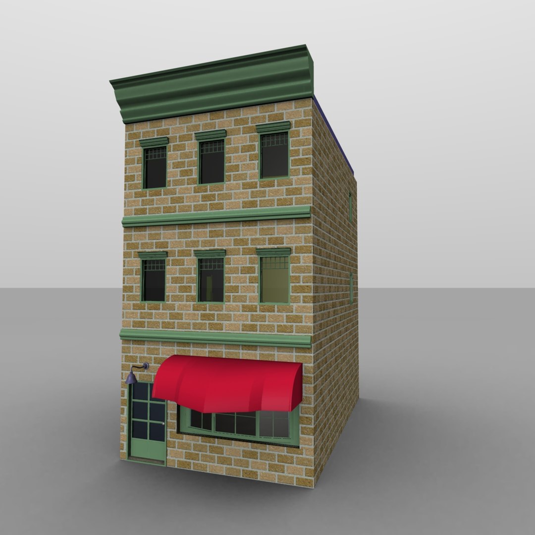 3d townhouse mainstreet store model