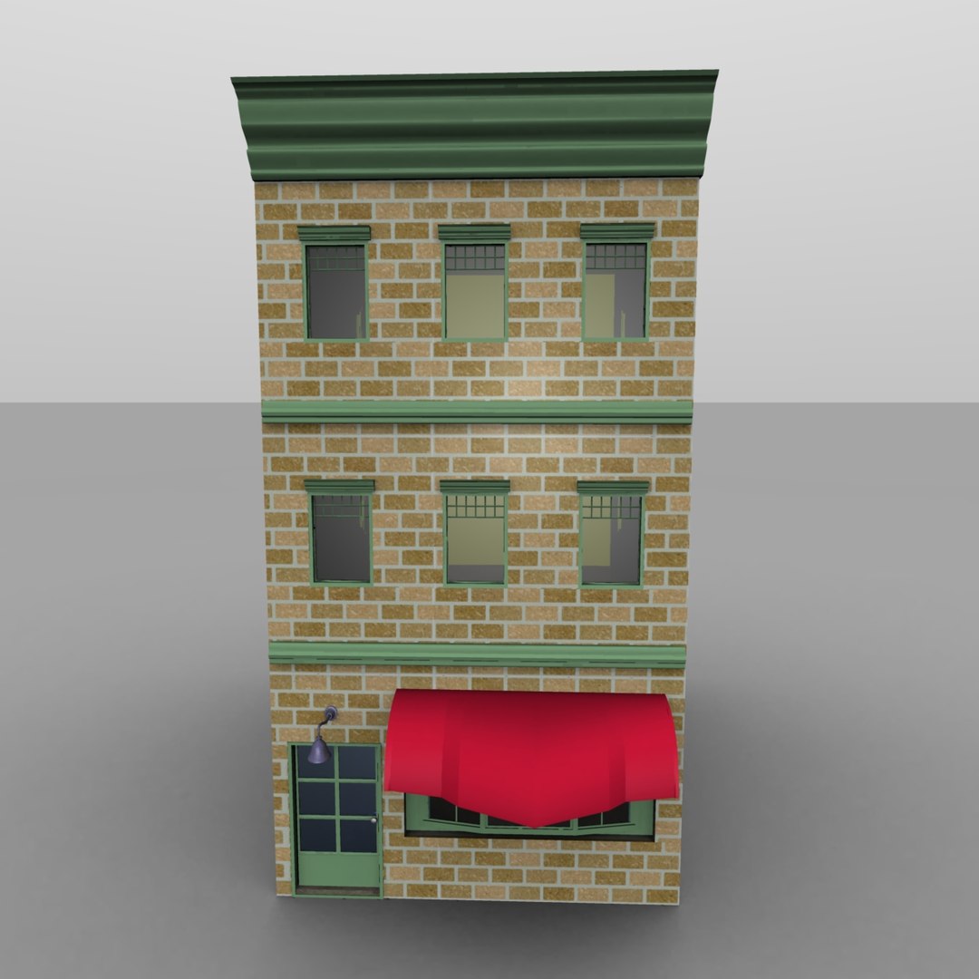 3d townhouse mainstreet store model