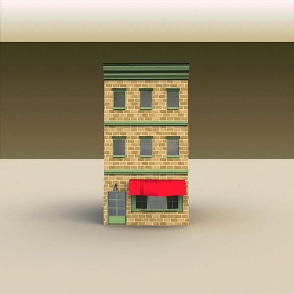 3d townhouse mainstreet store model