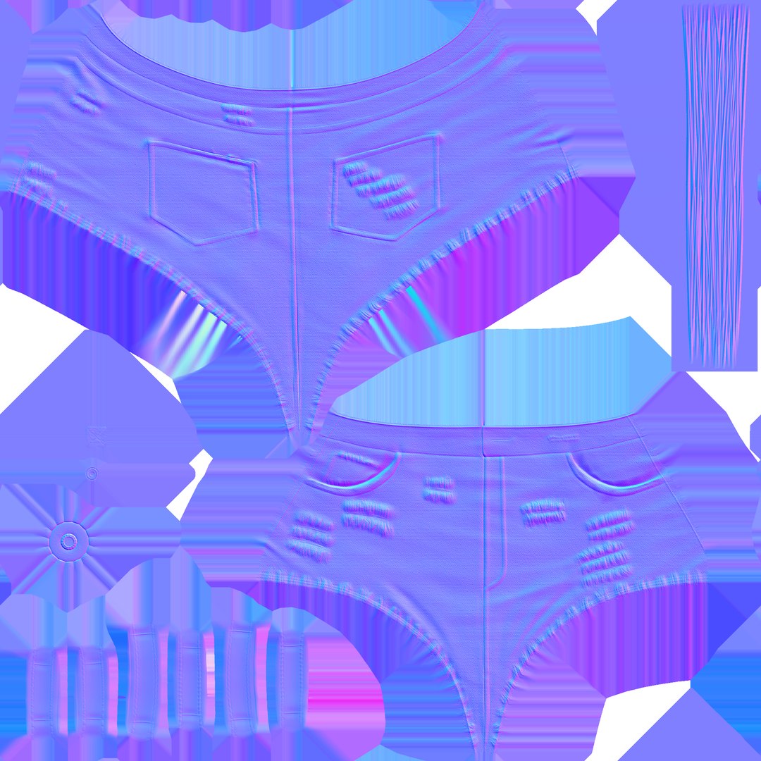 3D Short Denim Pants With Front And Back Rivets Model - TurboSquid 2002575