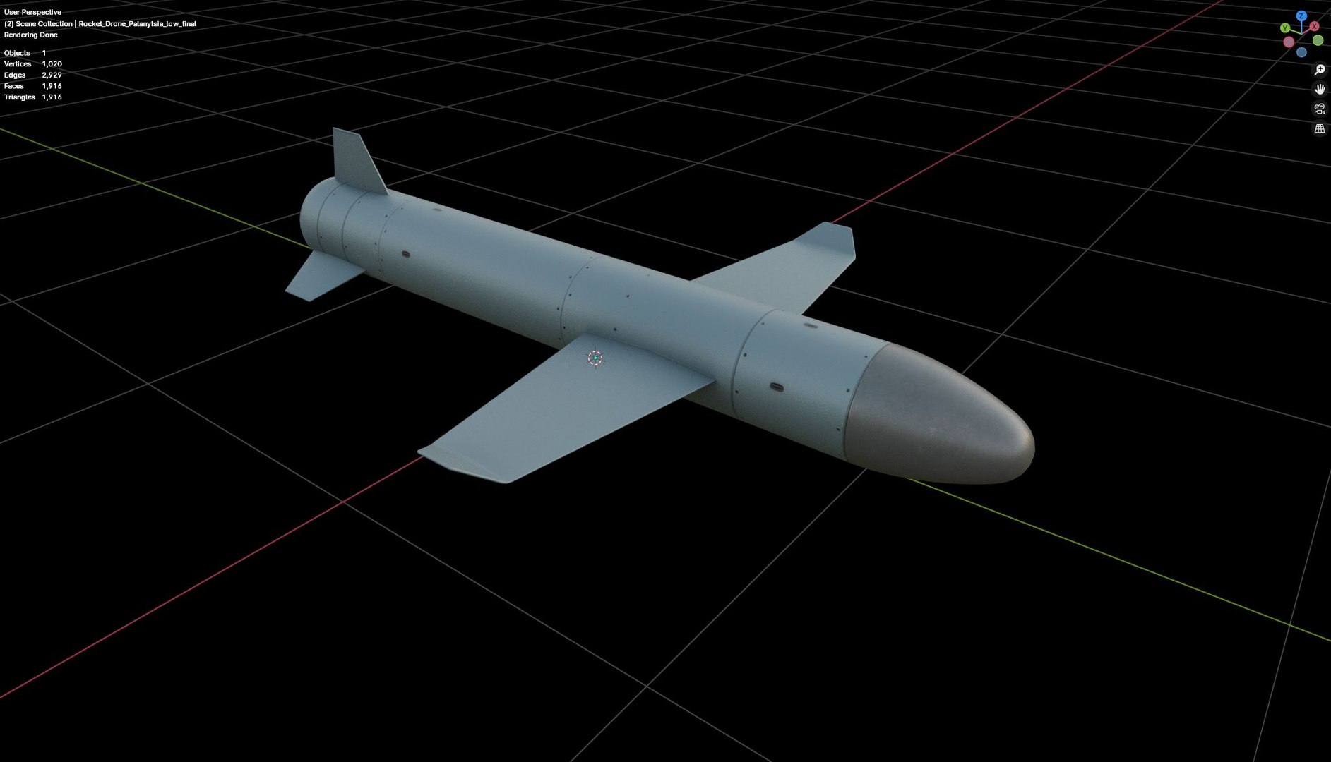 3D Ukrainian Turbojet Drone Missile Palianytsia Low-poly Model ...