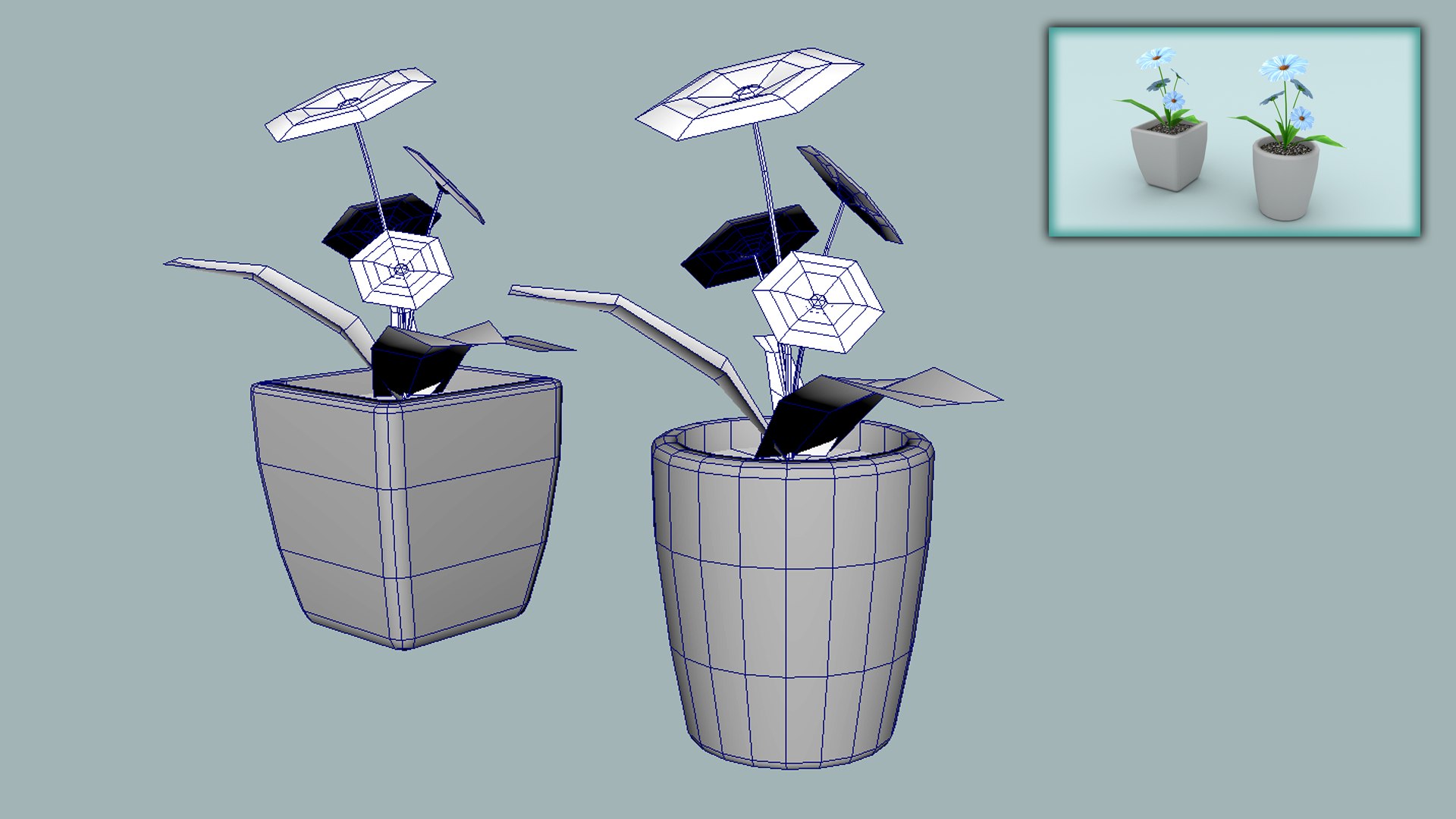 6 Low Poly Flowers Collection 01 With Two Different Pots Low-poly 3D ...