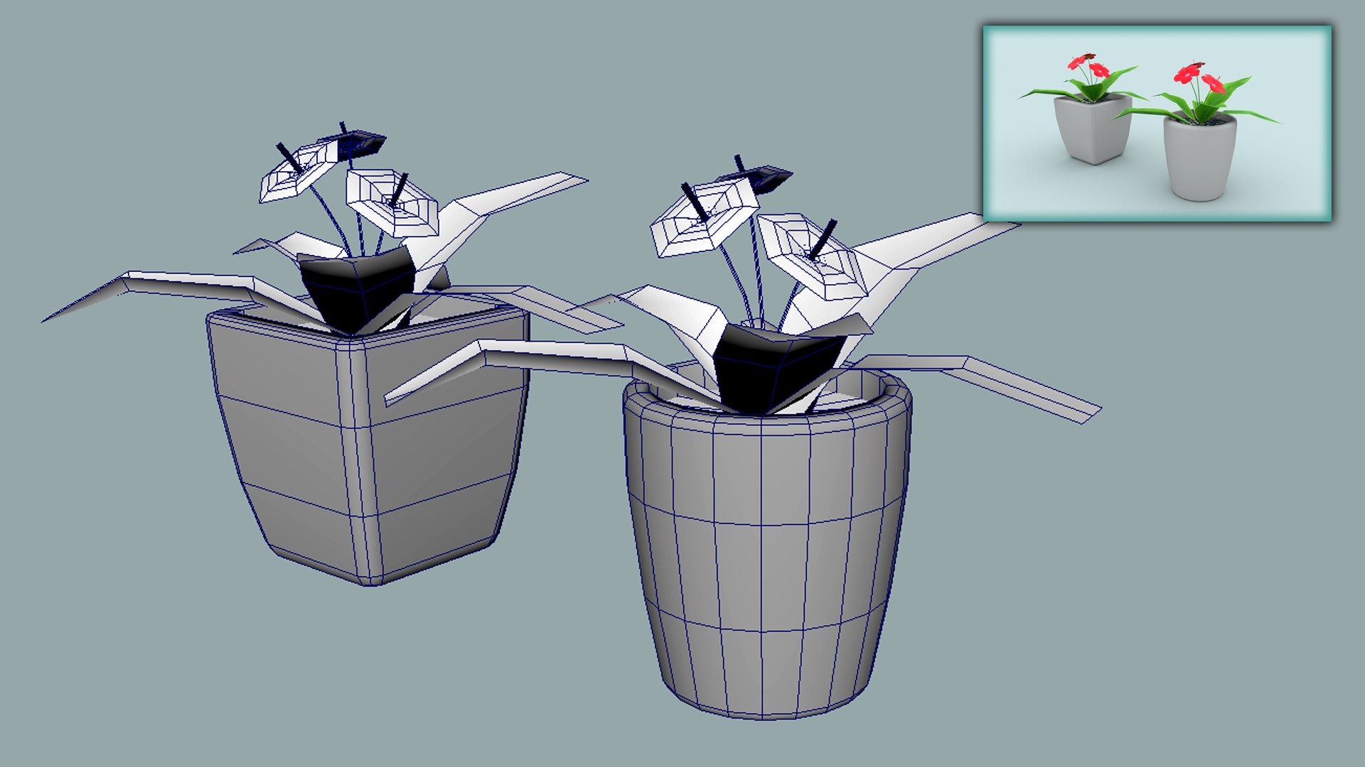 6 Low Poly Flowers Collection 01 With Two Different Pots Low-poly 3D ...