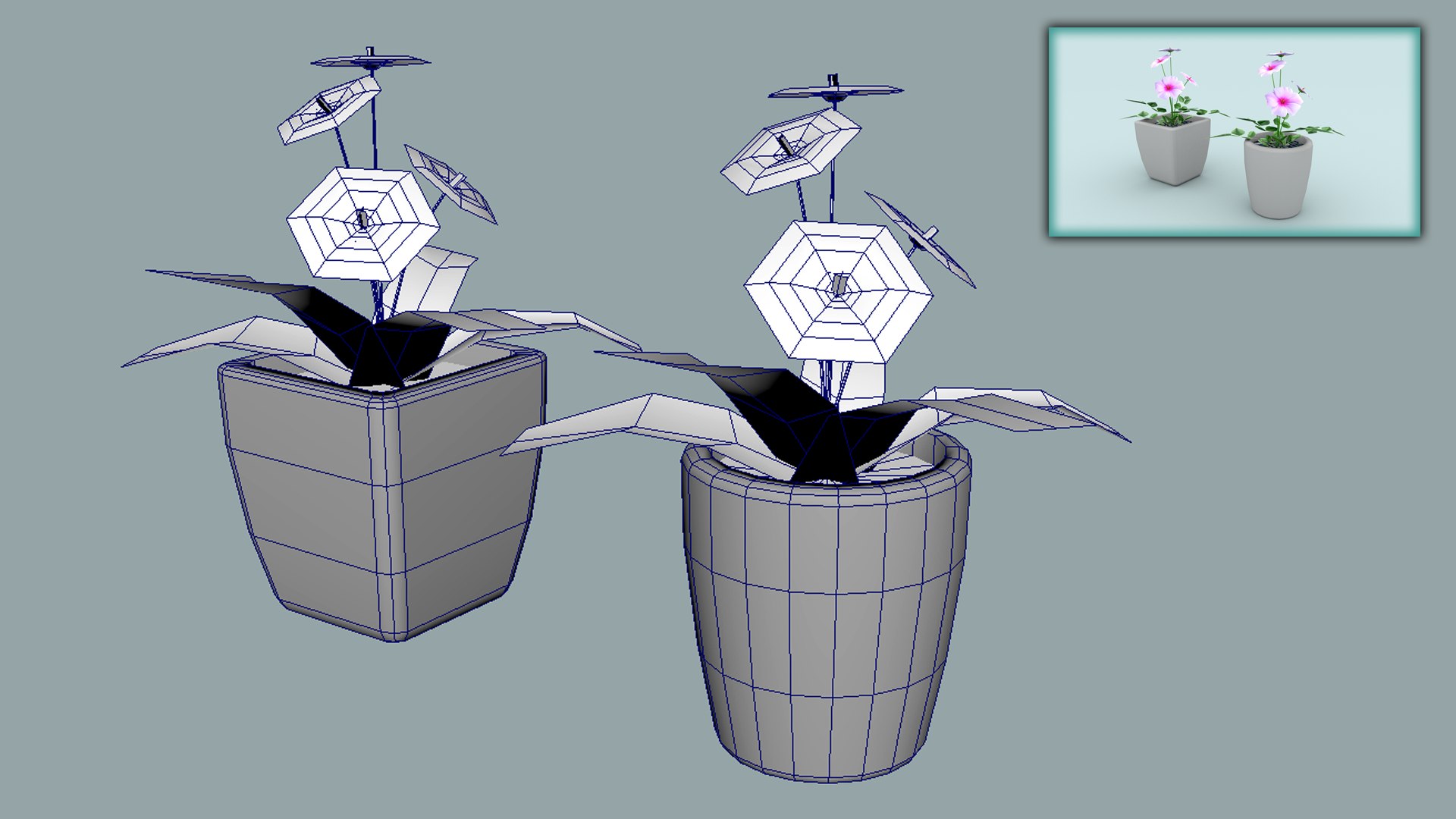 6 Low Poly Flowers Collection 01 With Two Different Pots Low-poly 3D ...