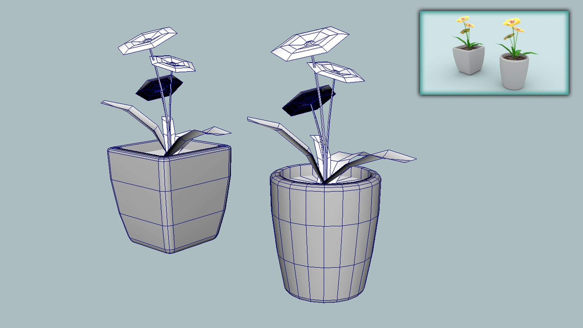 6 Low Poly Flowers Collection 01 With Two Different Pots Low-poly 3D ...