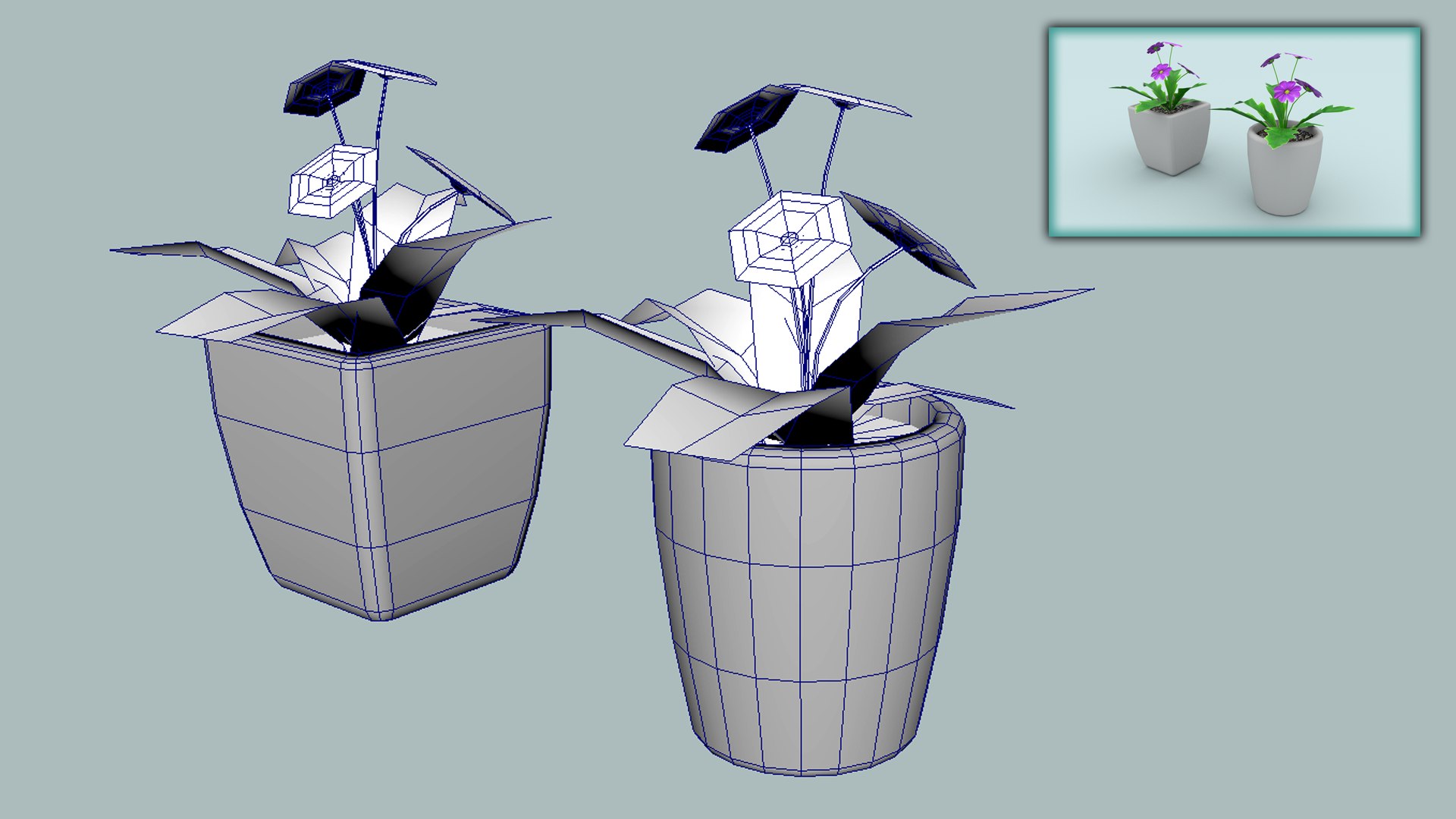 6 Low Poly Flowers Collection 01 With Two Different Pots Low-poly 3D ...